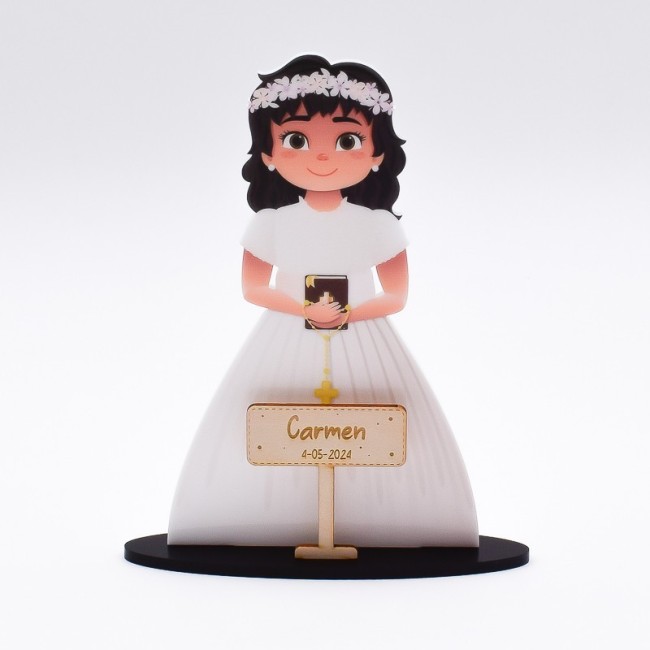 Cake Topper Silueta Niña Morena con libro Personalizado